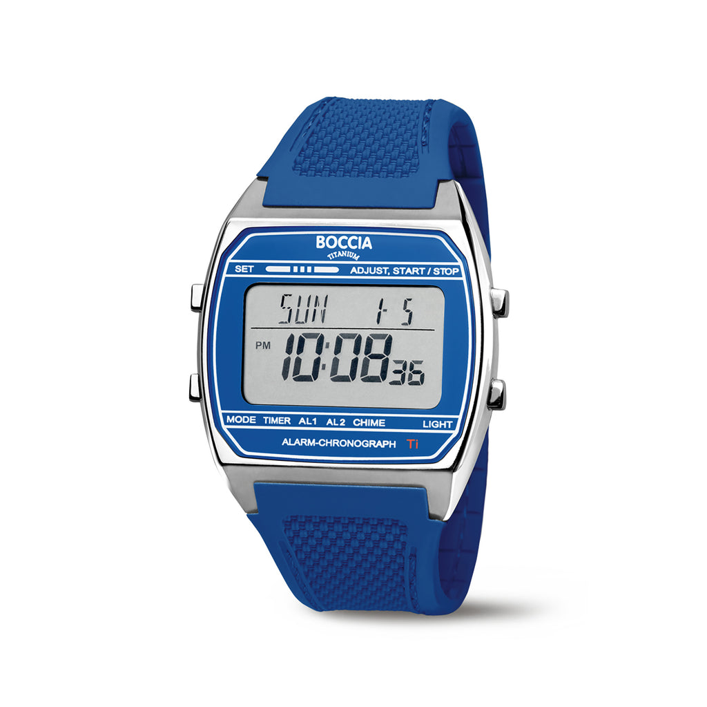 3738-02 Boccia Titanium Digital Watch, Blue